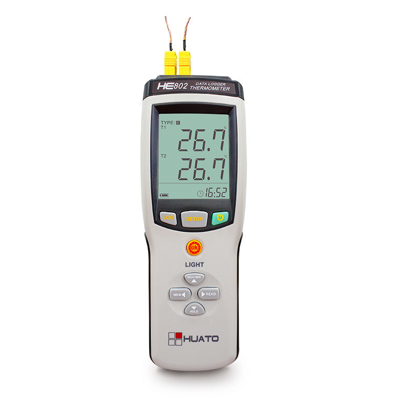 HE802 2 Channel Data Logger , Thermocouple Data Recorder Fireproof ABS ...