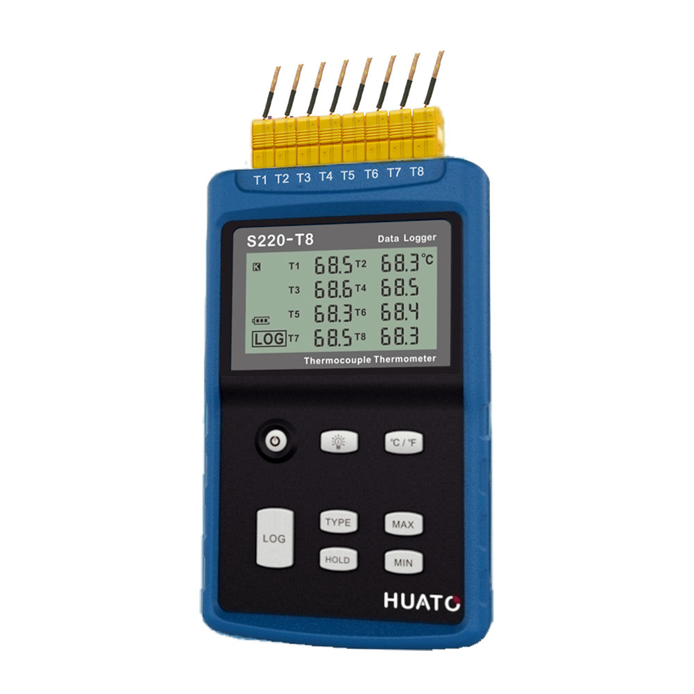 High Precision 8 Channel Thermocouple Data Logger Large LCD Display ...