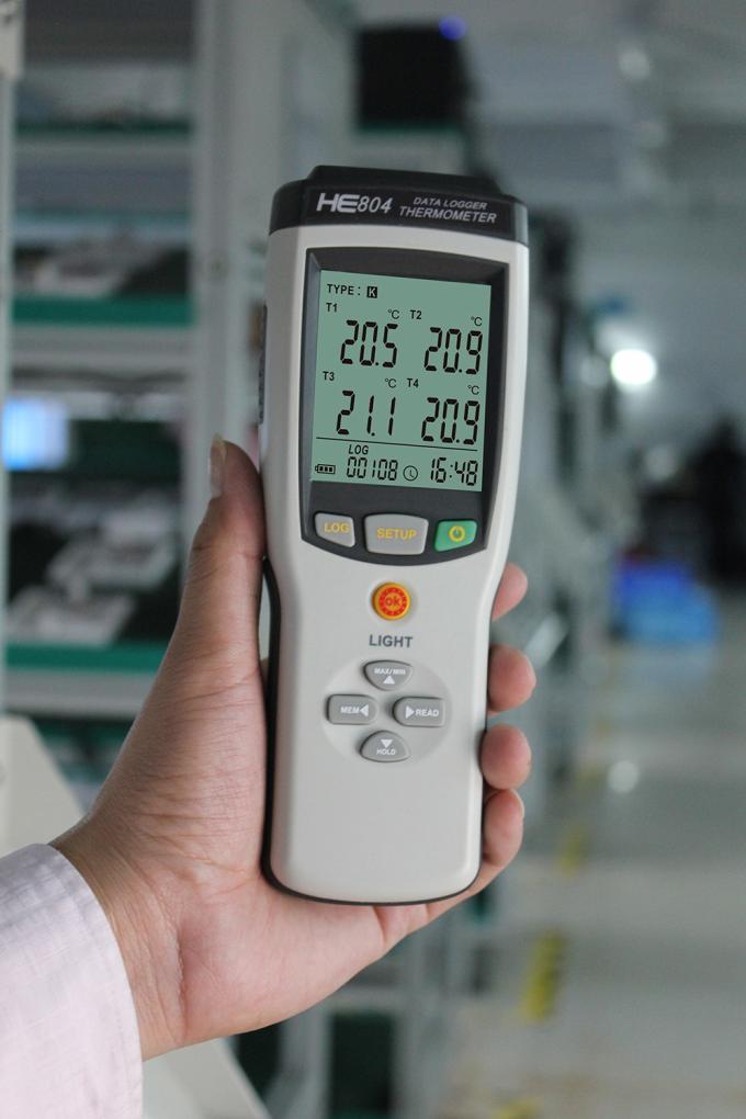 HUATO HE804 Multi Channel Thermocouple Reader Data Logger With 4 External Sensor Ports